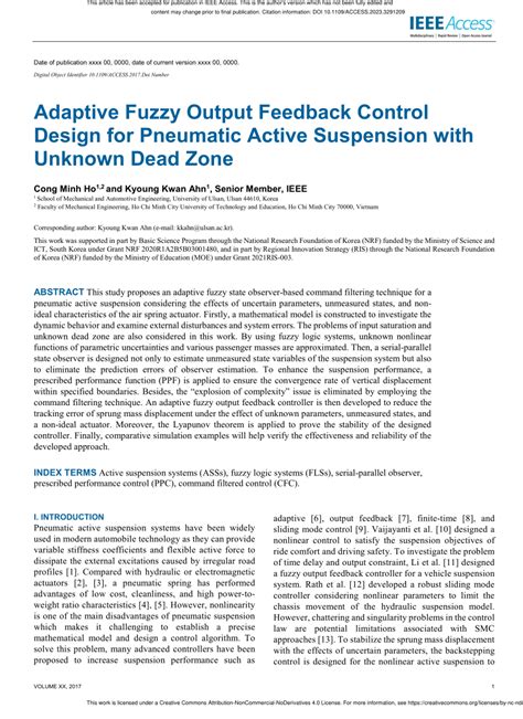 Pdf Adaptive Fuzzy Output Feedback Control Design For Pneumatic
