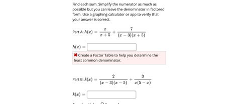 Solved Find Each Sum Simplify The Numerator As Much As Chegg