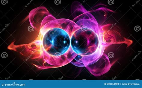 Subatomic Particle Collision Illustration Nuclear Fusion Concept