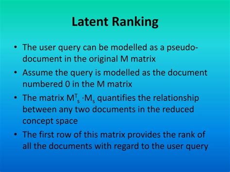 information retrieval 16 latent semantic indexing model pptx