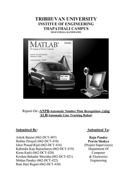 Anpr Based Licence Plate Detection Report Pdf