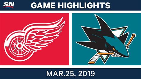 Nhl Game Highlights Red Wings Vs Sharks March 25 2019 Youtube