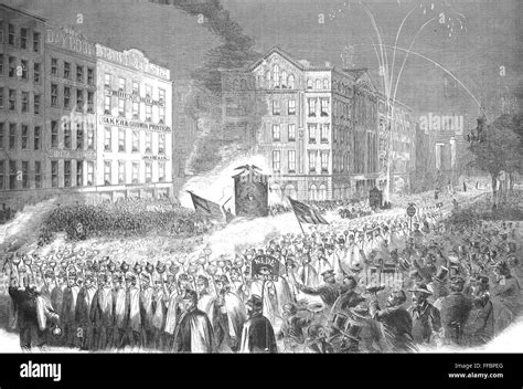 Presidential Campaign 1860 Na Wide Awake Torch Rally In Support Of