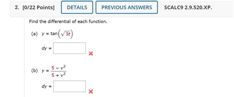Solved Find The Differential Of Each Function A