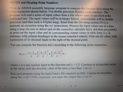 File Io And Floating Point Numbers Write An Armv8