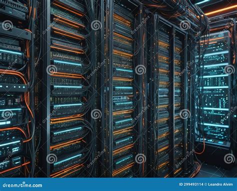 Futuristic Digital Network Interconnected Serversai Generated Stock