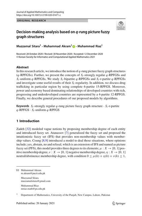 Pdf Decision Making Analysis Based On Q Rung Picture Fuzzy Graph Structures