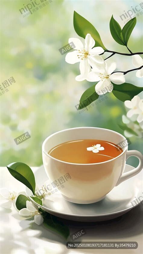 Ai创作图茉莉茶插画 喝茉莉花茶插画 插画上茶 花茶装饰画 茶杯插画 桂花红茶插画 红茶插画 茶杯茉莉花茶元素 茉莉花茶女孩插画 手绘花茶插画 插画花茶 春茶插画 茶杯装饰画 茶装饰画 花茶