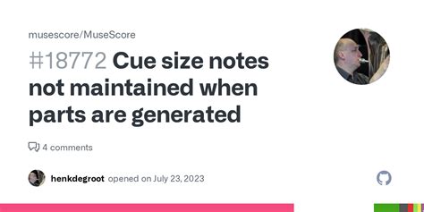 Cue Size Notes Not Maintained When Parts Are Generated · Issue 18772
