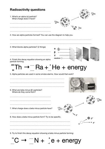 Edexcel Igcse Radioactivity Types Worksheet 9 1 Igcse Physics Teaching Resources