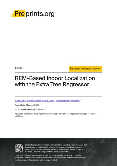 Pdf Rem Based Indoor Localization With The Extra Tree Regressor