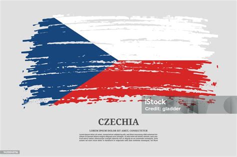 브러쉬 스트로크 효과와 정보 텍스트 포스터 벡터와 체코 국기 0명에 대한 스톡 벡터 아트 및 기타 이미지 0명 공휴일 국가 지리적 지역 Istock