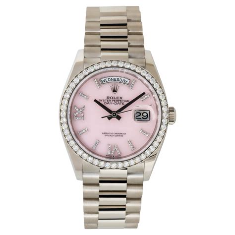 Rolex 118205 Day Date Pink Roman Dial 18 Karat Rose Gold Womens Watch