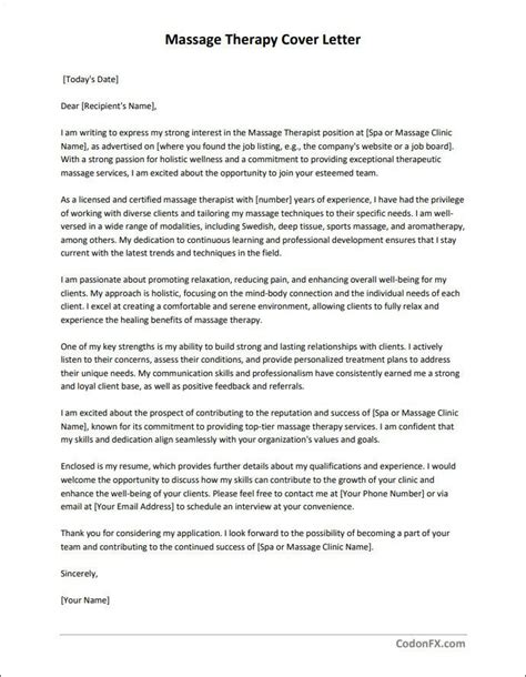 Massage Therapy Cover Letter Template Massage Therapy Career Massage