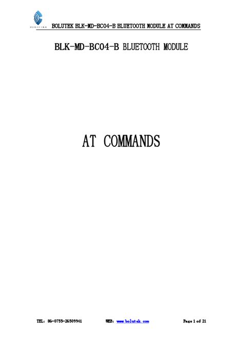 Pdf Bolutek Blk Md Bc04 B Bluetooth Module At Commands
