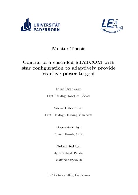 Pdf Control Of A Cascaded Statcom With Star Configuration To Adaptively Provide Reactive Power