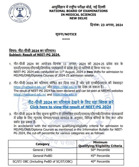 Nta Neet Pg Result 2024 नीट पीजी का रिजल्ट जारी