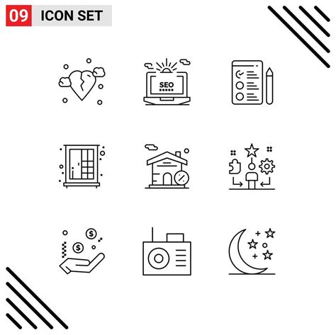 User Interface Pack Of 9 Basic Outlines Of House Wardrobe Web Interior Cupboard Editable Vector