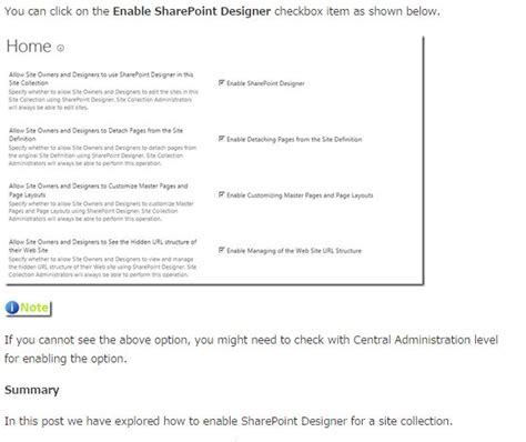 How To Enable Sharepoint Designer Quickly In Sharepoint 2013