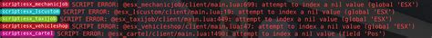 Help Attempt To Index A Nil Value Global Esx Esesx Cfxre