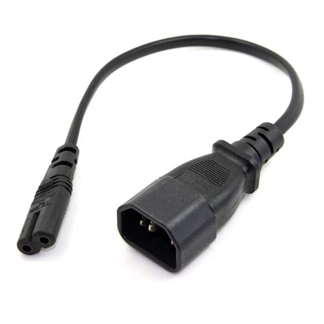 Standard Molded IEC 320 C14 Socket To IEC C7 Plug AC Power Adapter Cable 30cm In Computer Cables