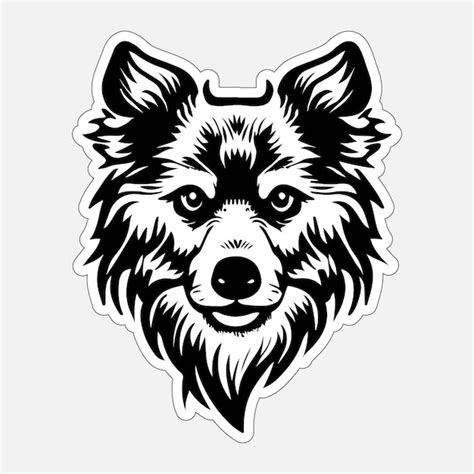 흑백으로 인쇄할 수 있는 개 스티커 프리미엄 벡터