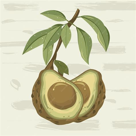 Un Dibujo De Un Aguacate Con Una Hoja Verde En él Vector Premium