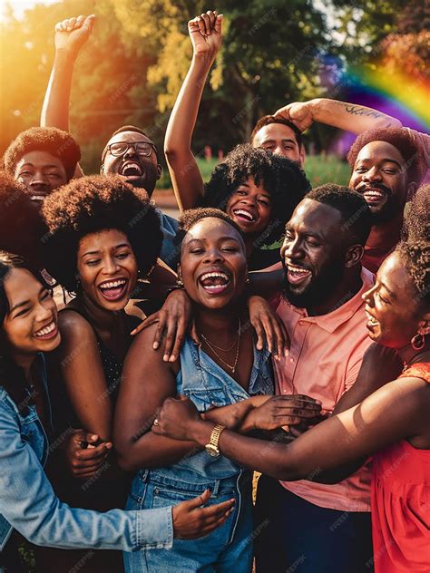 Happy Black People Illustration Premium Ai Generated Image