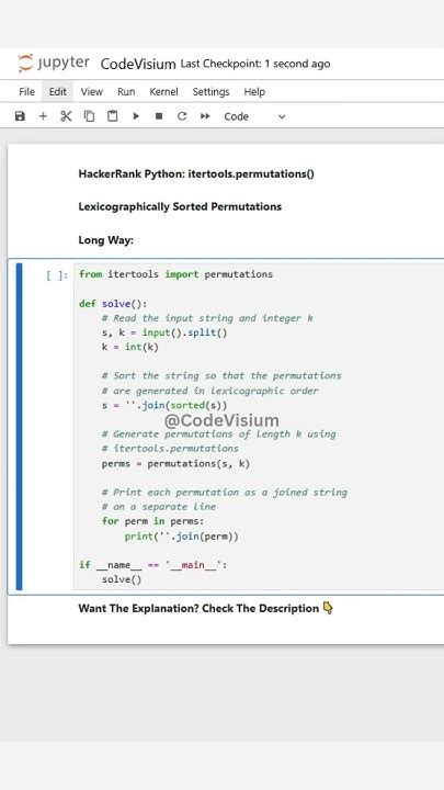 Lexicographically Sorted Permutations Detailed Version Python