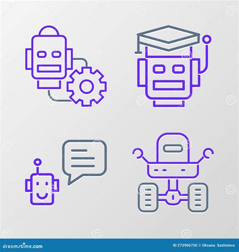 set line mars rover bot robot and setting icon vector stock illustration illustration of