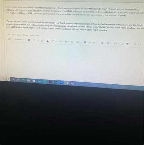 solved in the text boxbelow write a pep 9 assembly language