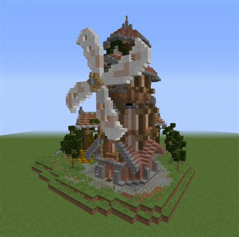 Detailed Fantasy Windmill Blueprints For Minecraft Houses Castles