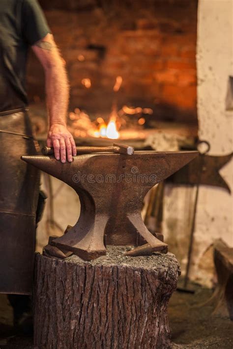 Anvil And Hammer In A Forge Stock Image Image Of Kitchen Vintage