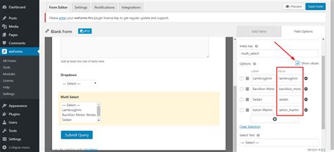 Multi Select Weforms Pro