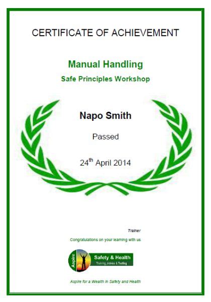 Manual Handling Certificate