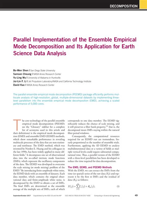 Pdf Parallel Implementation Of The Ensemble Empirical Mode