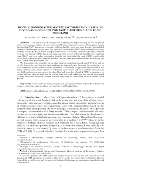 Pdf Dc Nmf Nonnegative Matrix Factorization Based On Divide And
