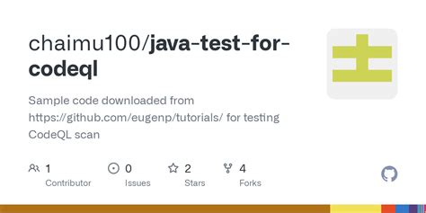 Github Chaimu100java Test For Codeql Sample Code Downloaded From