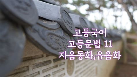 고등국어 문법 11자음동화 유음화 Youtube