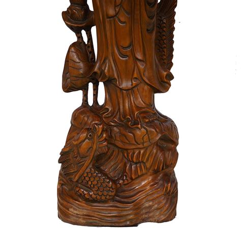 20th Century Chinese Wooden Carved Guan Yin Statuary For Sale At 1stdibs