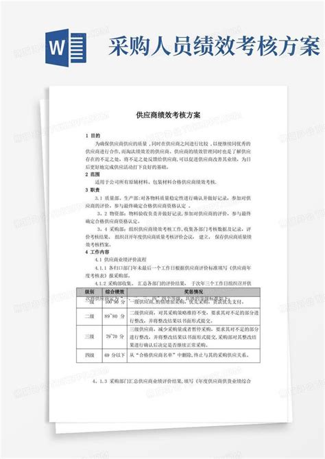 供应商绩效考核方案word模板下载 编号qeybrrpq 熊猫办公