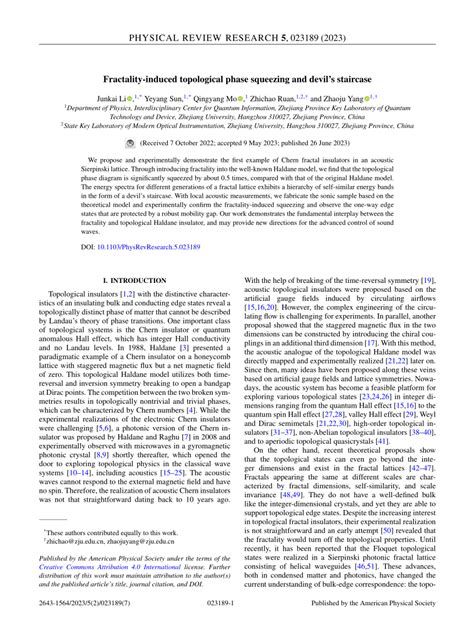 Pdf Fractality Induced Topological Phase Squeezing And Devils Staircase