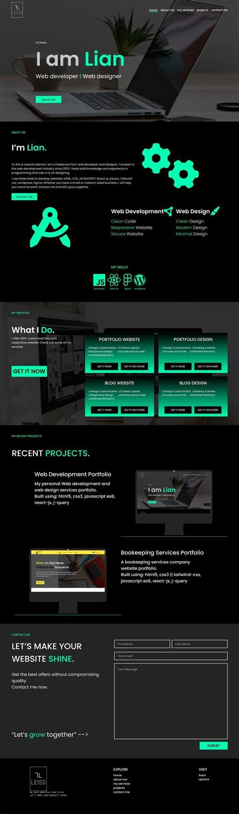 Portfolio Design For Front Creative Website Design Modern Website