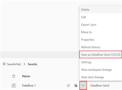 Migrate To Dataflow Gen2 Cicd Using Save As Preview Microsoft Fabric Microsoft Learn