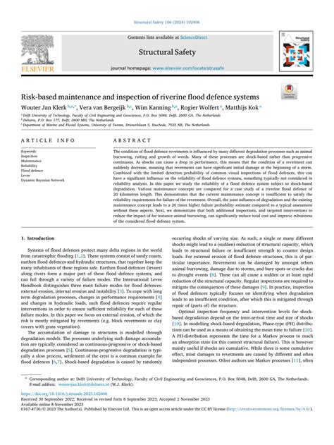 Pdf Risk Based Maintenance And Inspection Of Riverine Flood Defence Systems