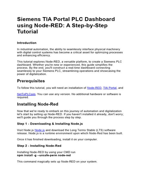 Siemens Tia Portal Plc Dashboard Using Node Pdf