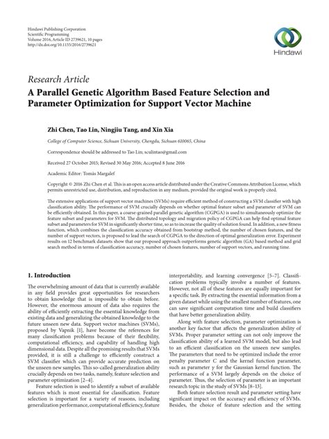 Pdf A Parallel Genetic Algorithm Based Feature Selection And