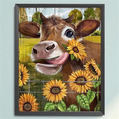 Full Embroidery Eco Cotton Thread 11ct Printed Cow Cross Stitch Kit