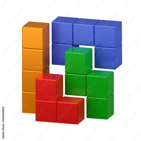 Crystal Cube D Building Block Set Isometric Blocks Abstract Construction From Isometric