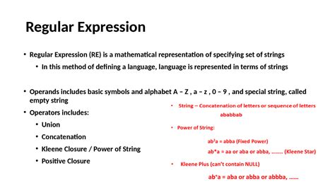 regular expression compiler instruction docsity